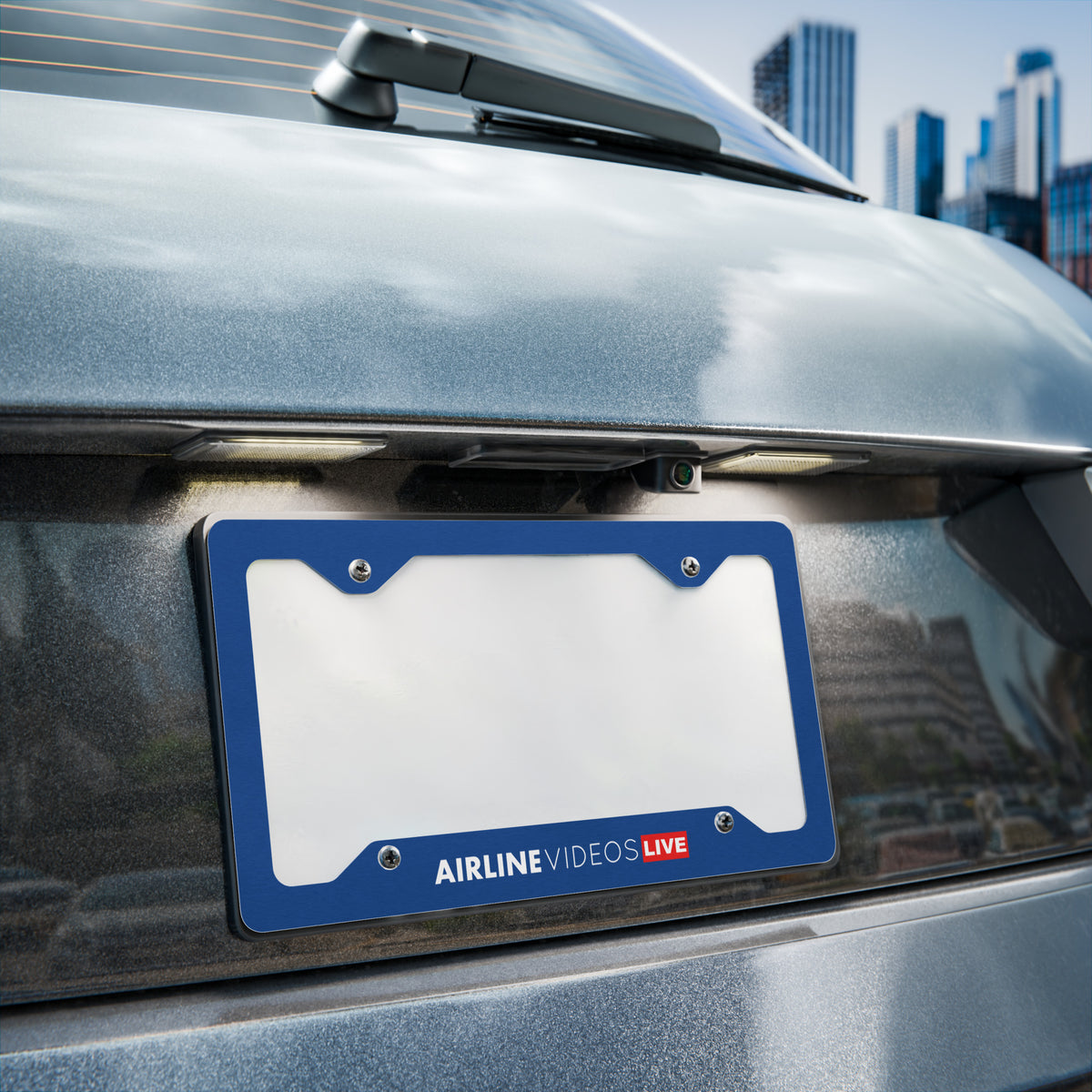 AVL BLUE Metal license plate frame – Airline Videos